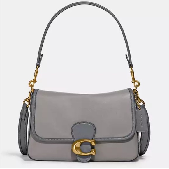 Coach | Bags | Coach Soft Tabby Shoulder Bag In Gray With Gold Hardware ...